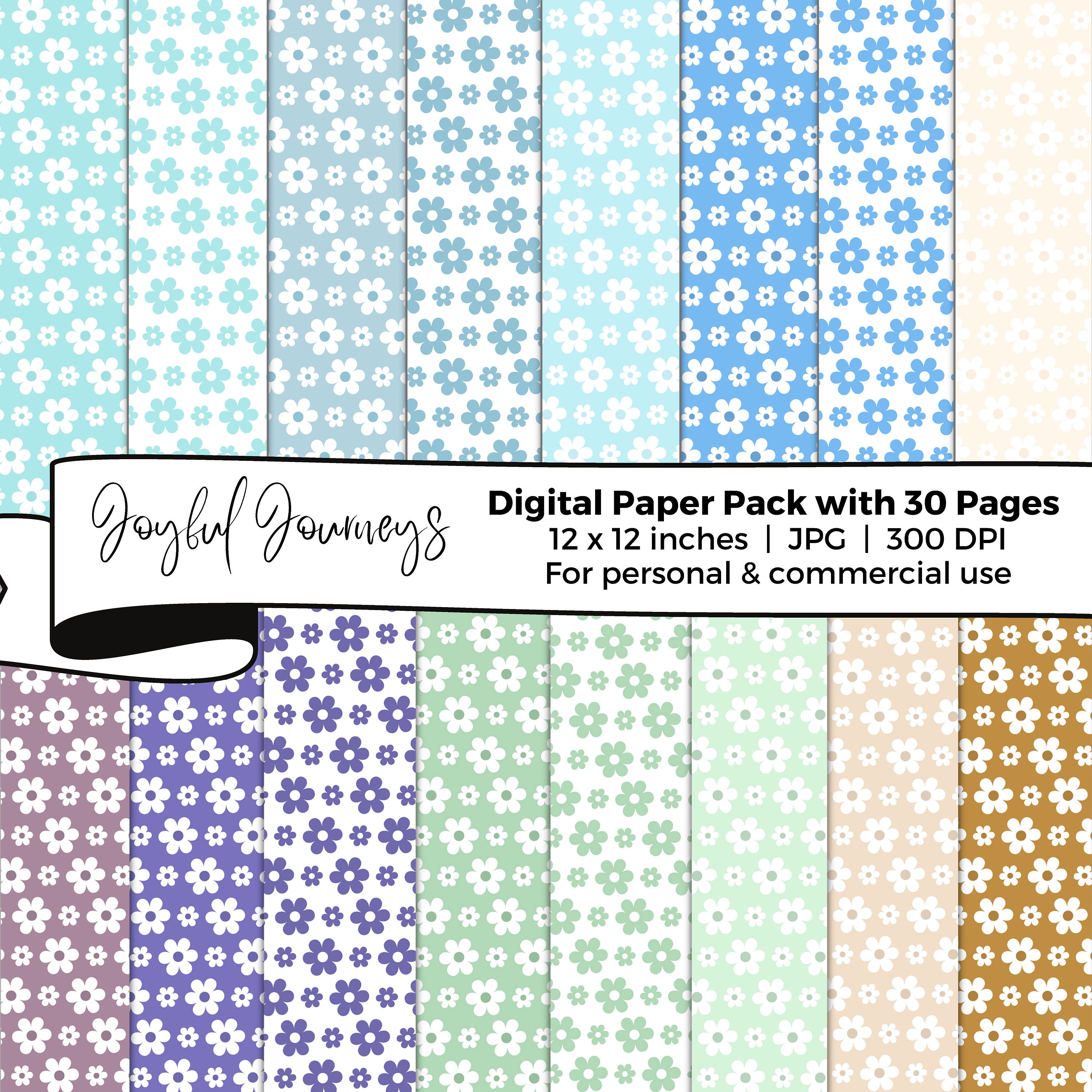Flowers Digital Paper, Pastel Colours, Cute Flowers, Floral ...