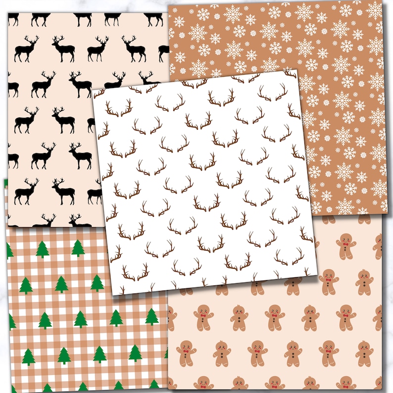 Country Christmas Digital Paper, Holiday Scrapbook Papers, Christmas ...