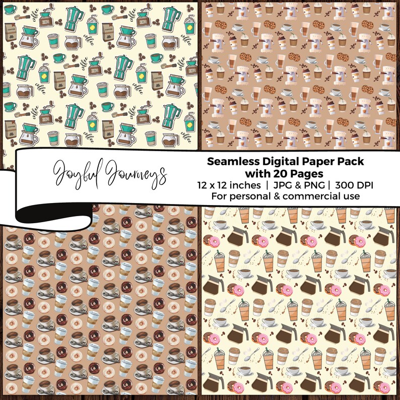 Coffee Digital Paper: Coffee Lover, Seamless Patterns, Scrapbook ...
