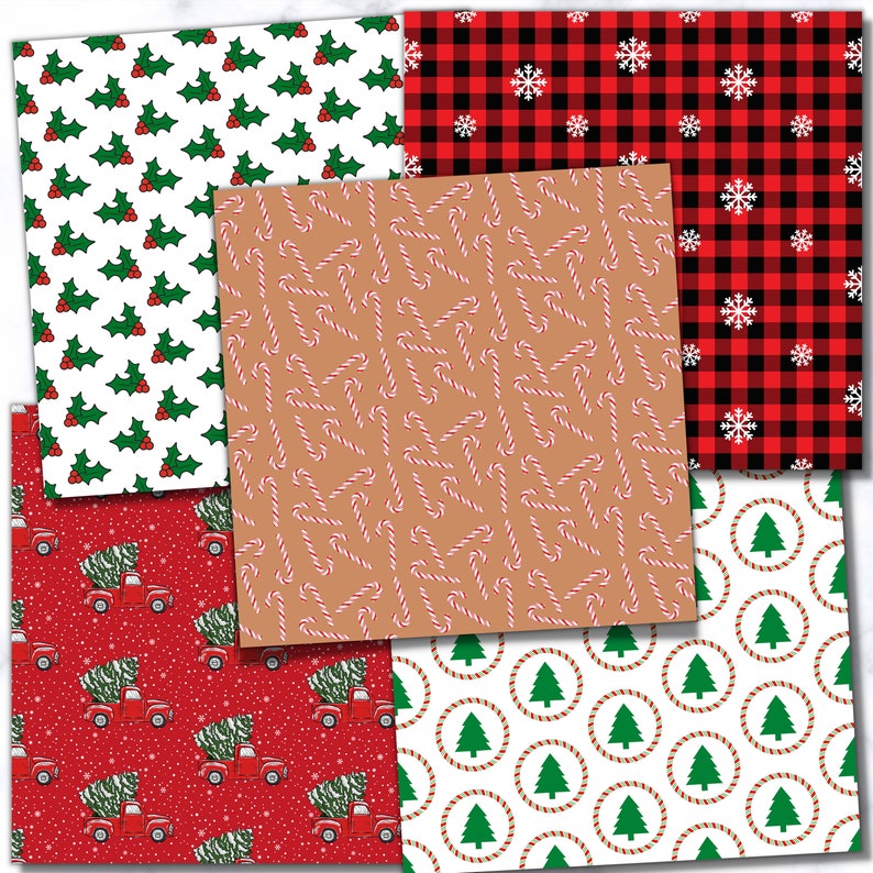 Country Christmas Digital Paper, Holiday Scrapbook Papers, Christmas ...