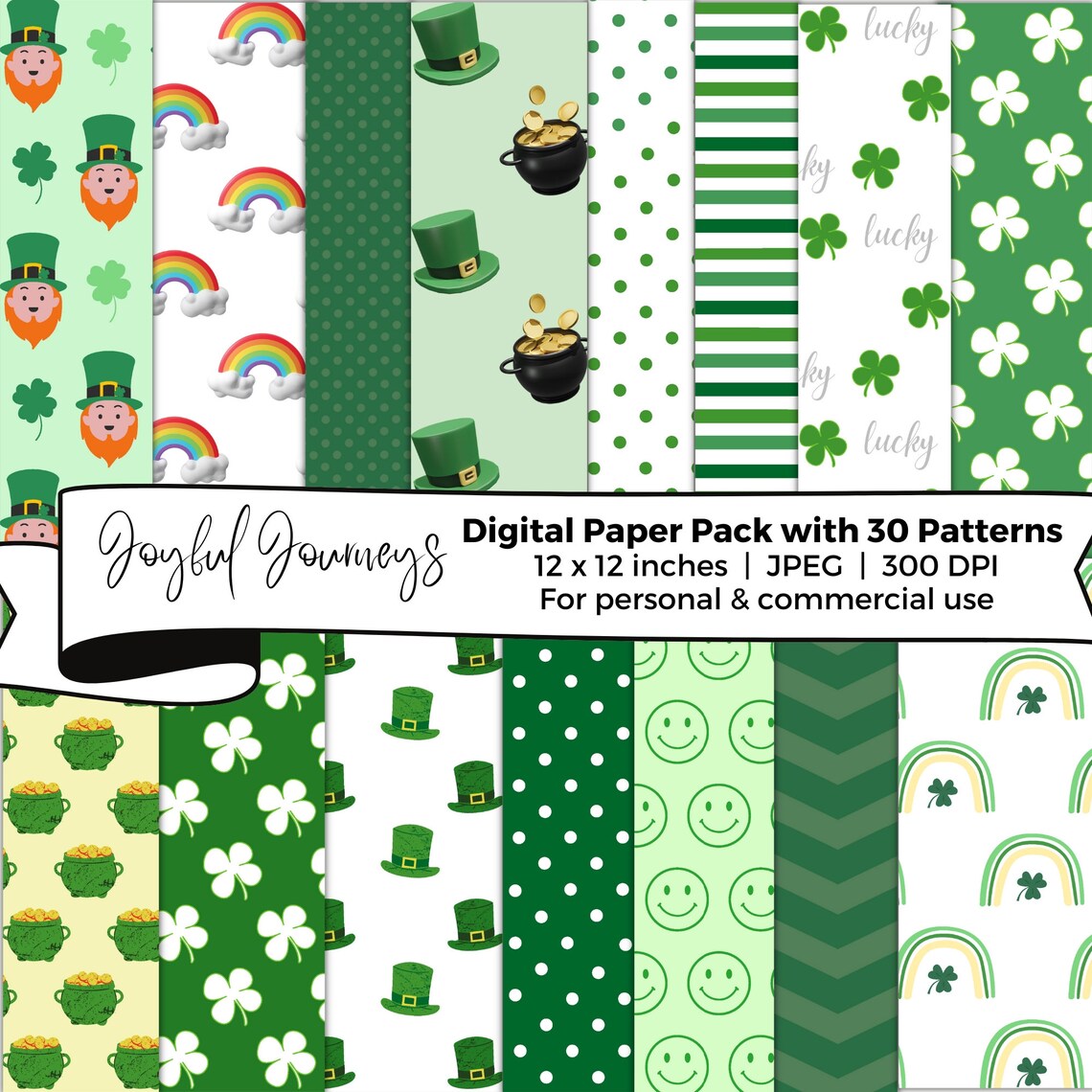 St. Patrick's Day Digital Paper Printable Digital Papers - Etsy