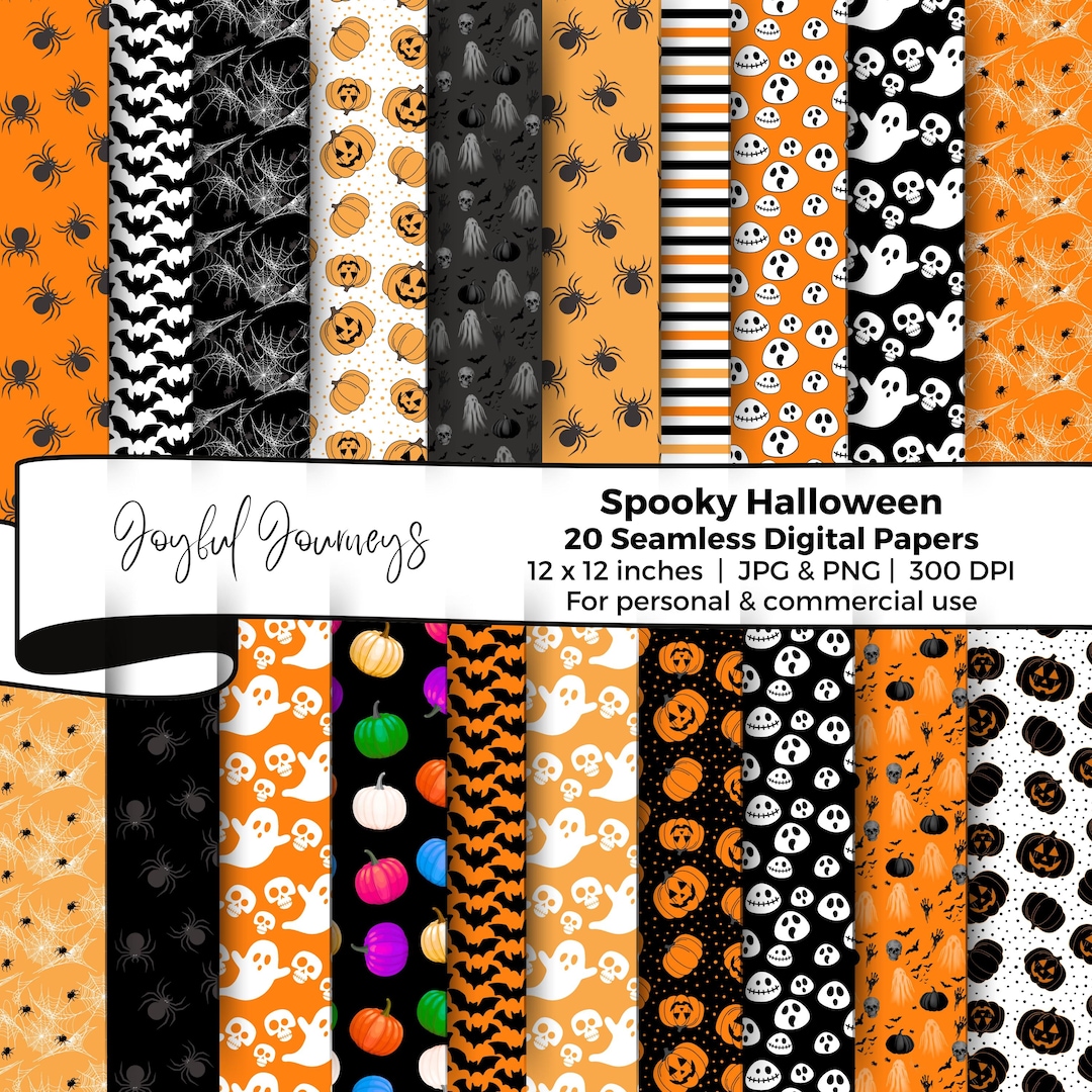 Halloween Digital Paper, Spooky Halloween Seamless Pattern, Halloween ...