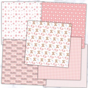 Baby Girl Digital Paper, Baby Girl Shower, Nursery Papers, Pink ...