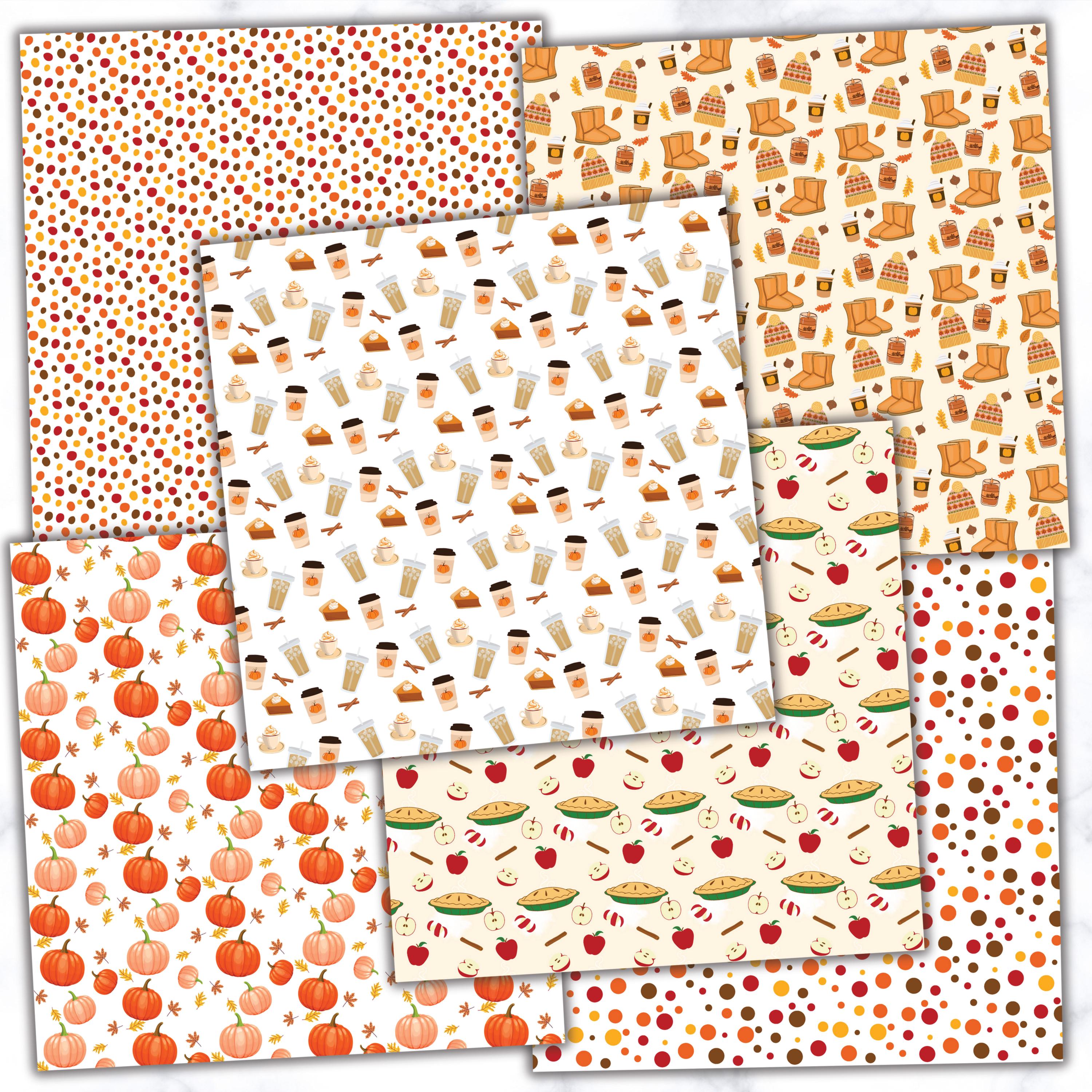 Fall Digital Paper: Pumpkin Spice, Thanksgiving, Seamless Patterns ...