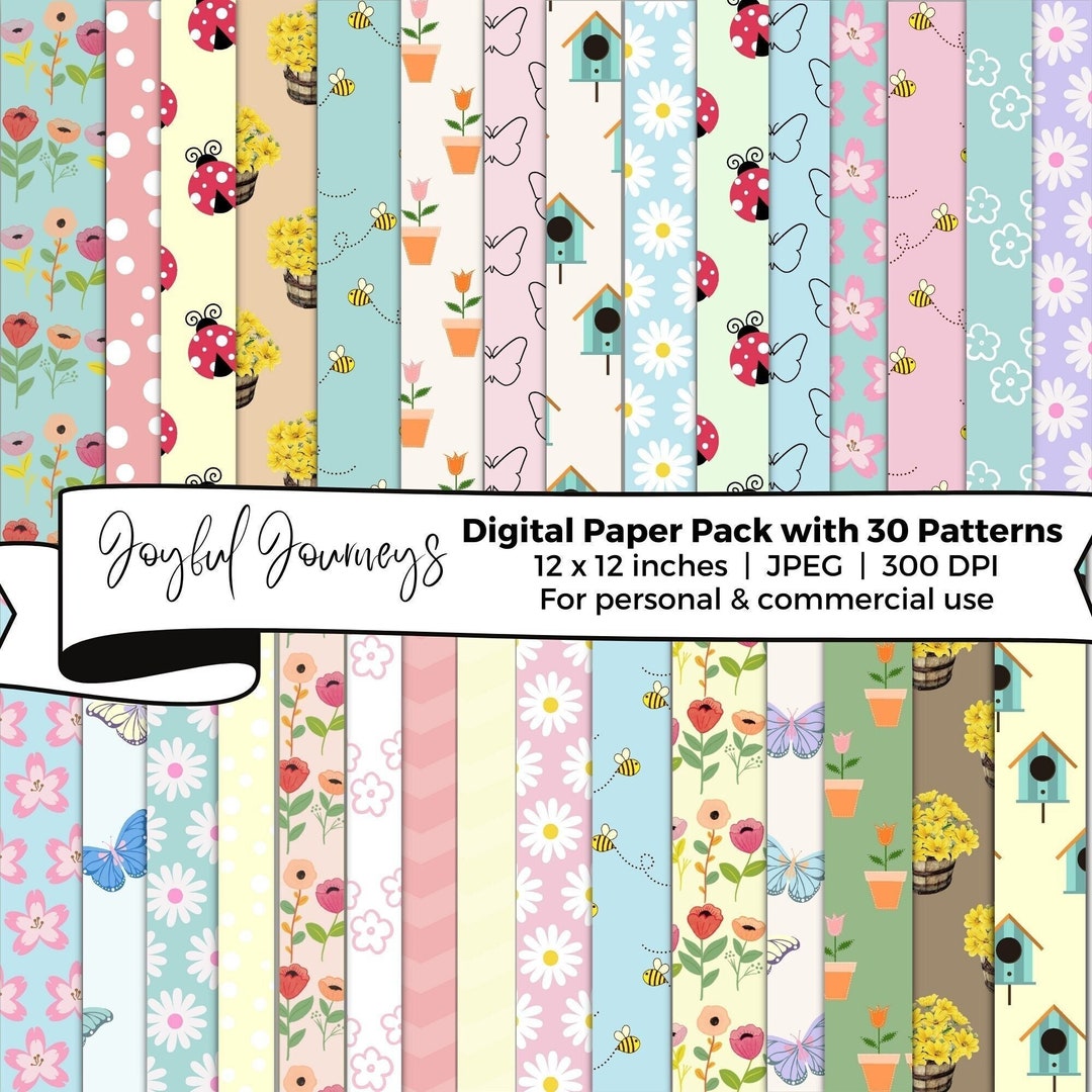 Spring Digital Paper, Easter Digital Paper Pack, Scrapbook Paper ...