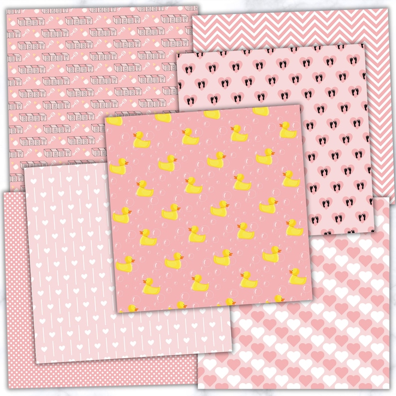 Baby Girl Digital Paper: Pink, Nursery, Shower, Pastel, Seamless ...