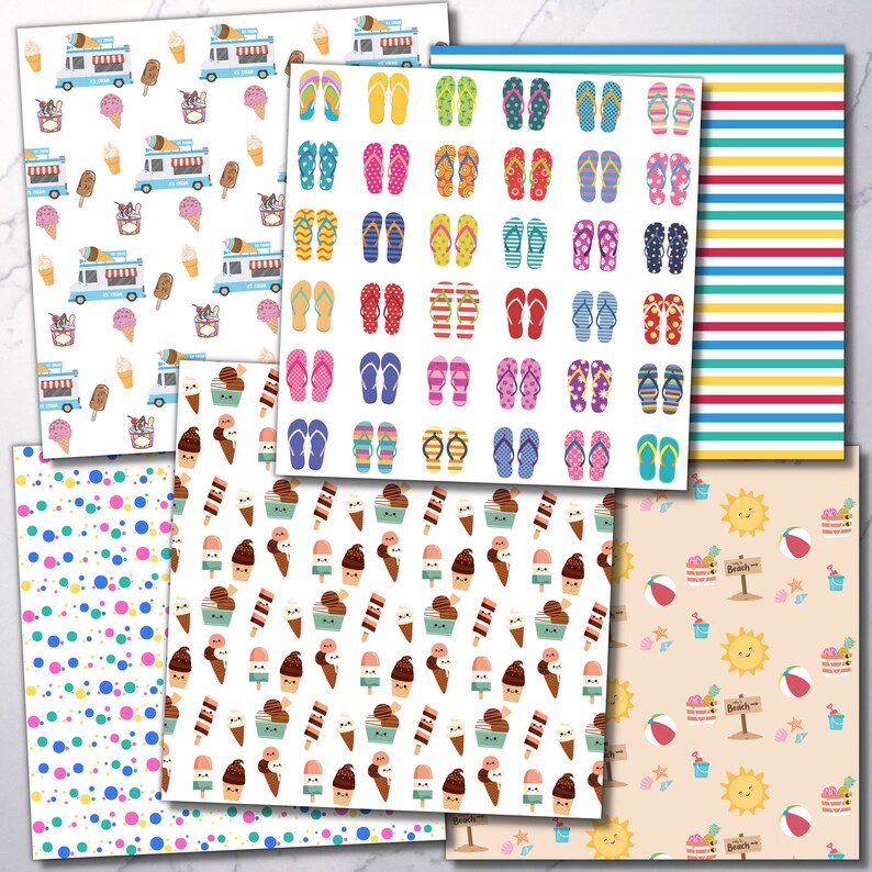 Ice Cream Digital Paper, Summer Patterns, Ice Cream Truck, Sprinkles ...