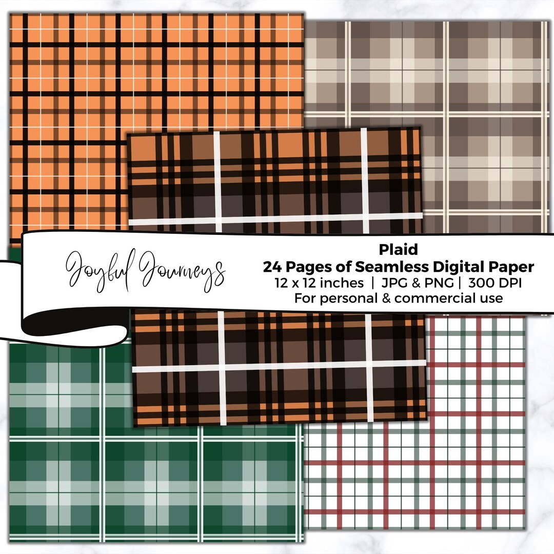 Plaid Digital Paper, Tartan Scrapbook Papers, Seamless Patterns, Plaid ...