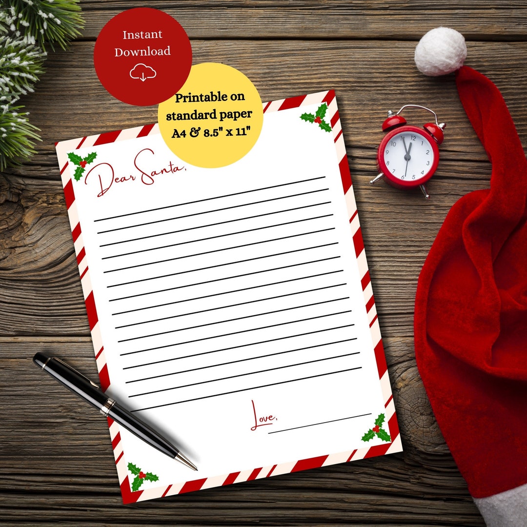 Carta a Santa Descarga digital de la lista de Navidad Carta - Etsy México