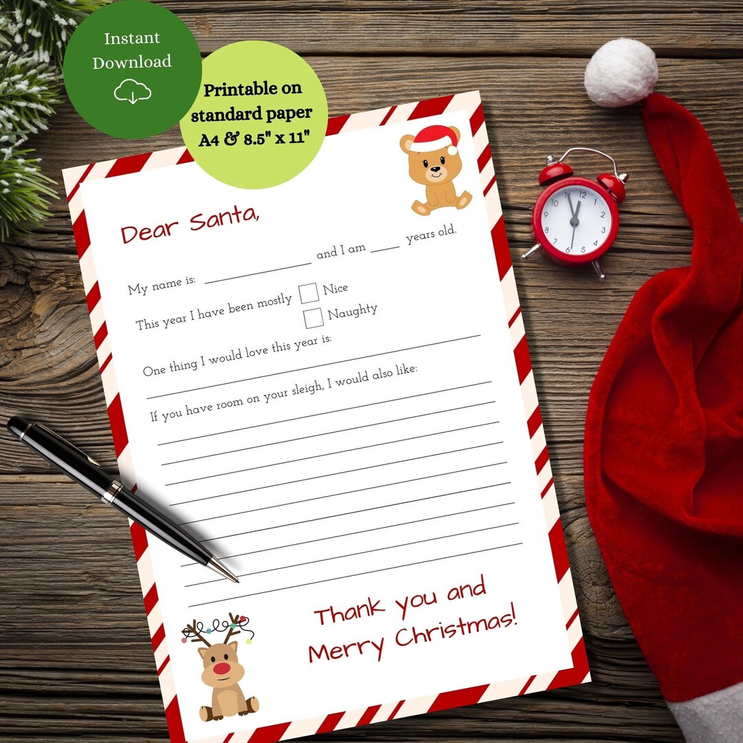 Letter to Santa Printable Kids Letter to Santa Santa Letter - Etsy