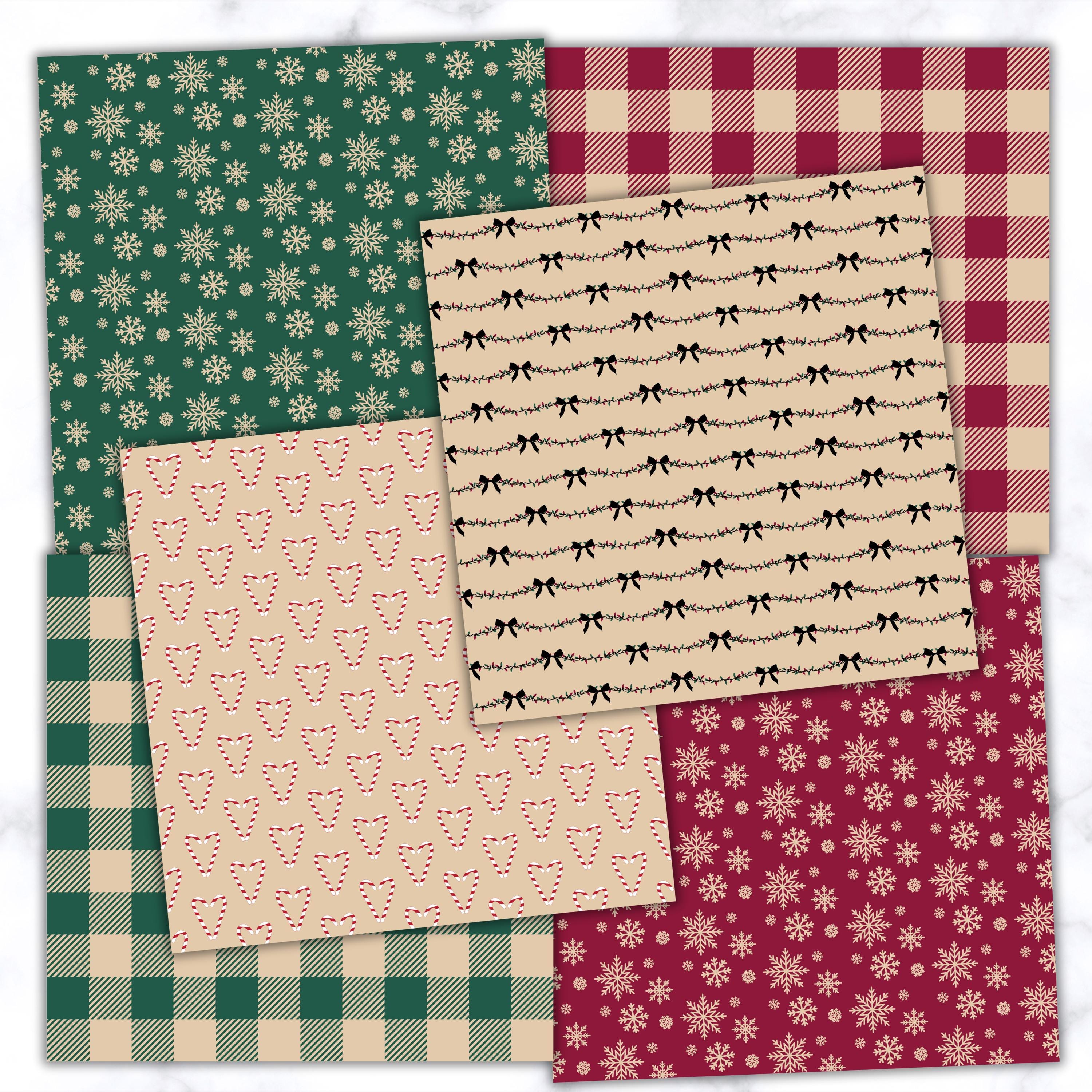 Christmas Digital Paper: Vintage, Seamless Patterns, Holiday, Plaid ...