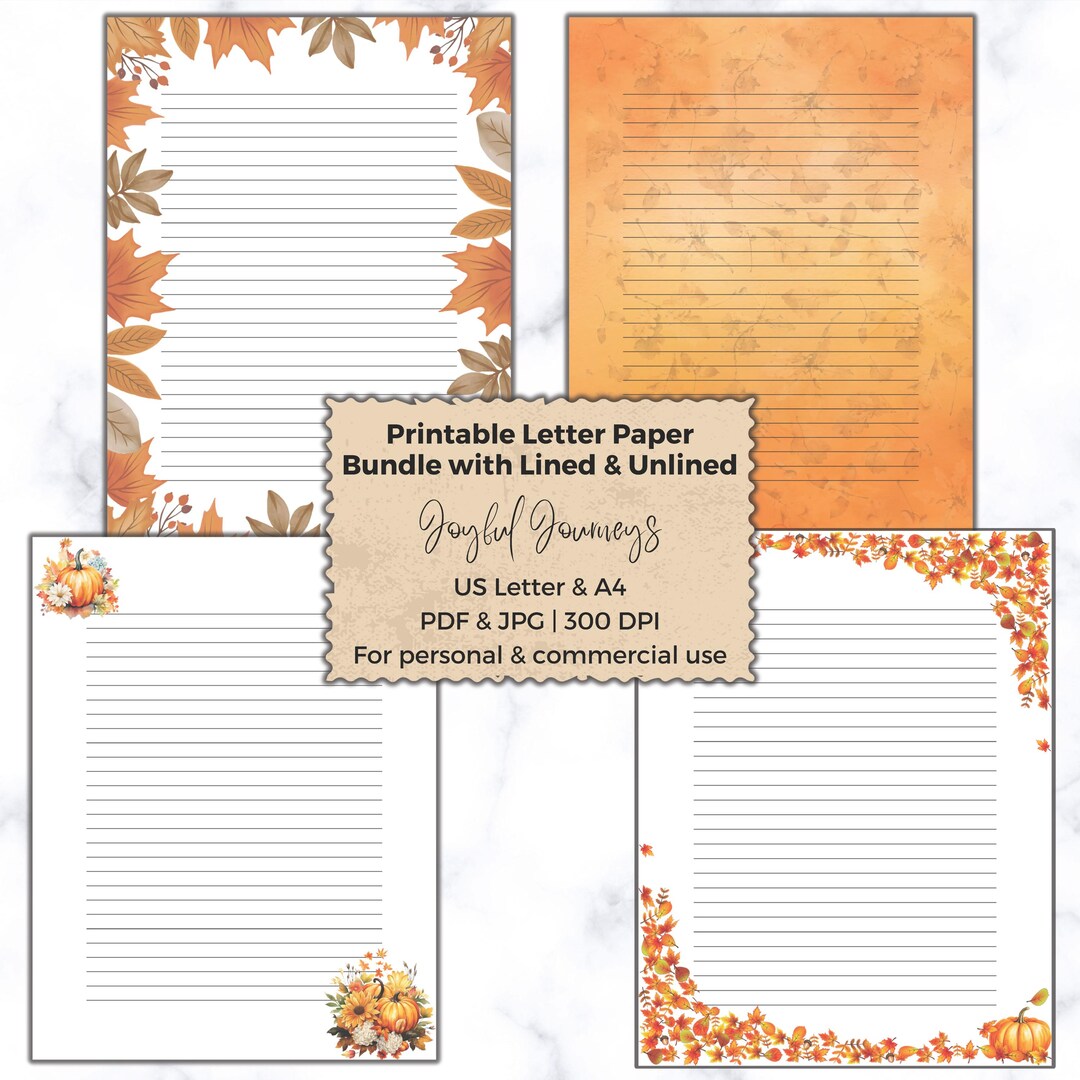 JW Letter Writing Stationery, Printable Fall Note Paper, Watercolor ...