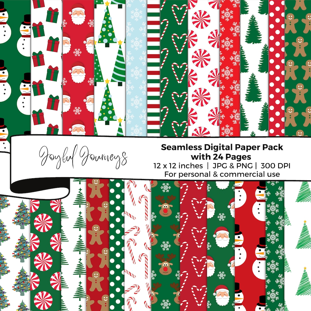 Christmas Digital Paper: Holiday Scrapbook, Christmas Tree, Snowflake ...