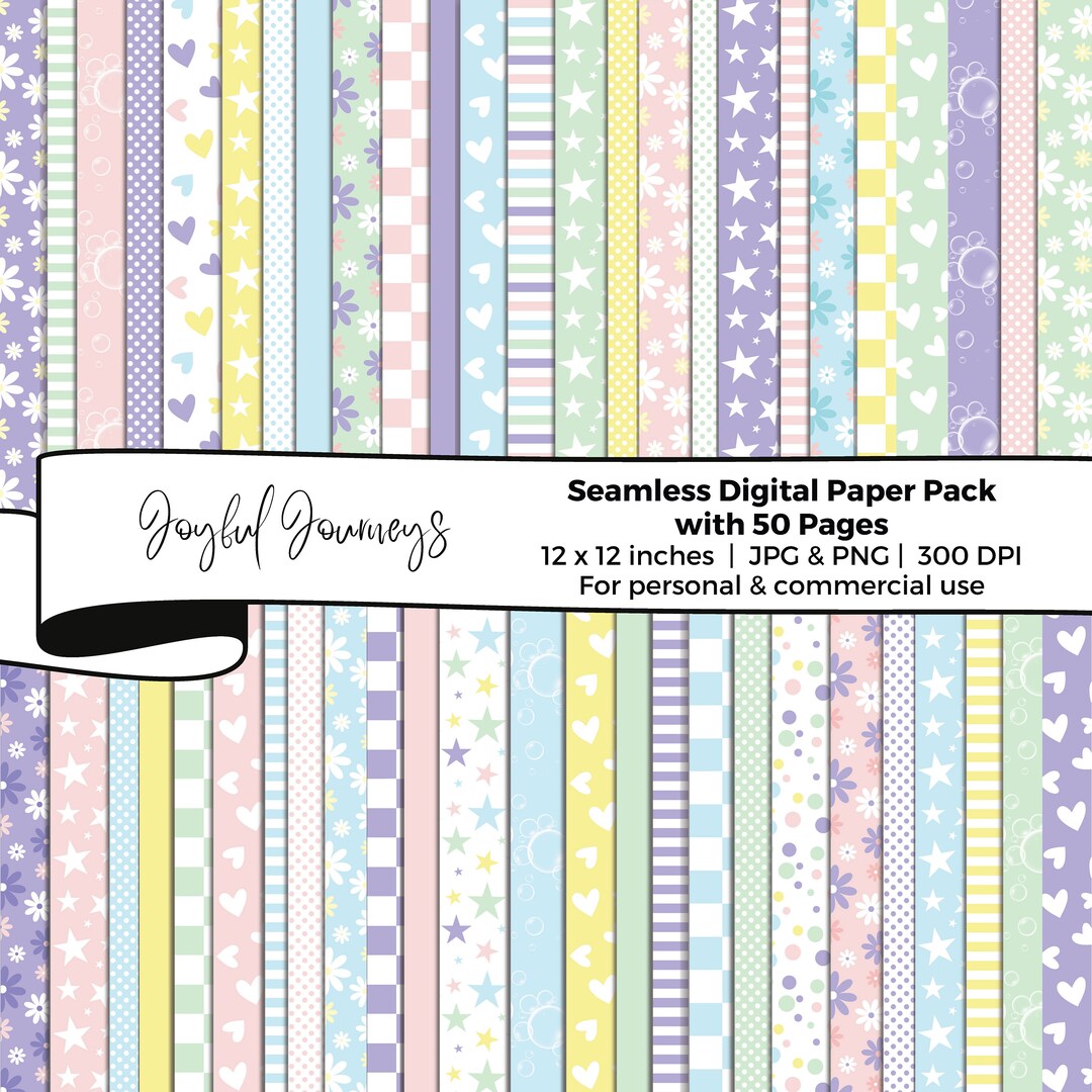 Pastel Digital Paper: Polka Dots, Hearts, Stars, Sprinkles, Seamless ...