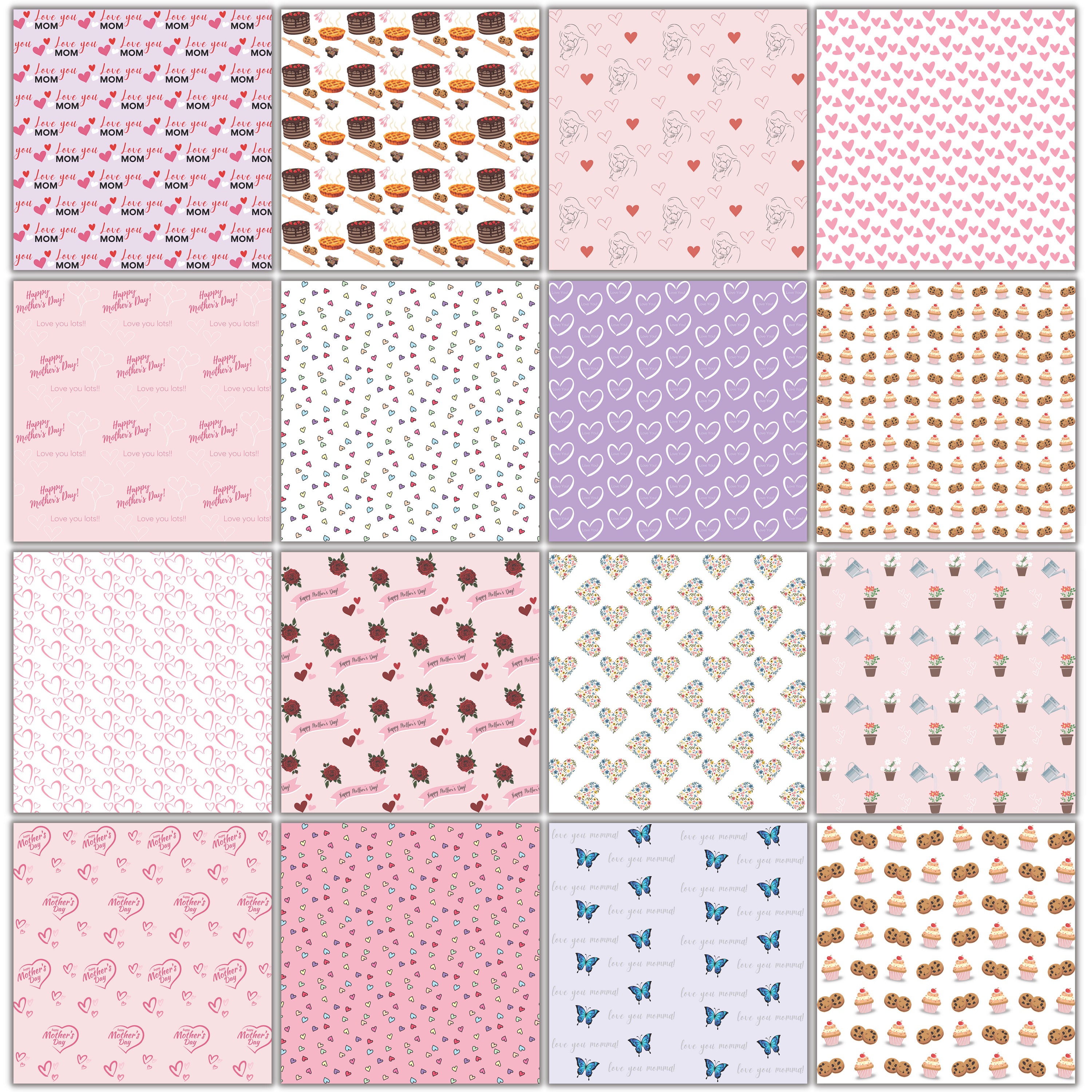 Mother's Day Digital Paper, Happy Mom Day Scrapbook Paper, Printable ...