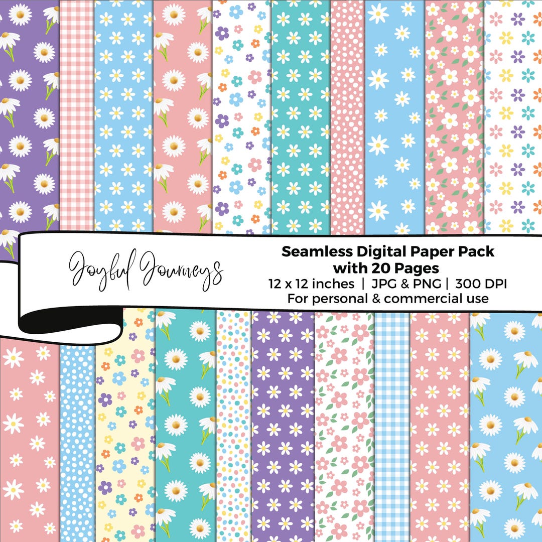 Daisy Digital Paper, Floral Background, Summer Digital Paper, Flower ...