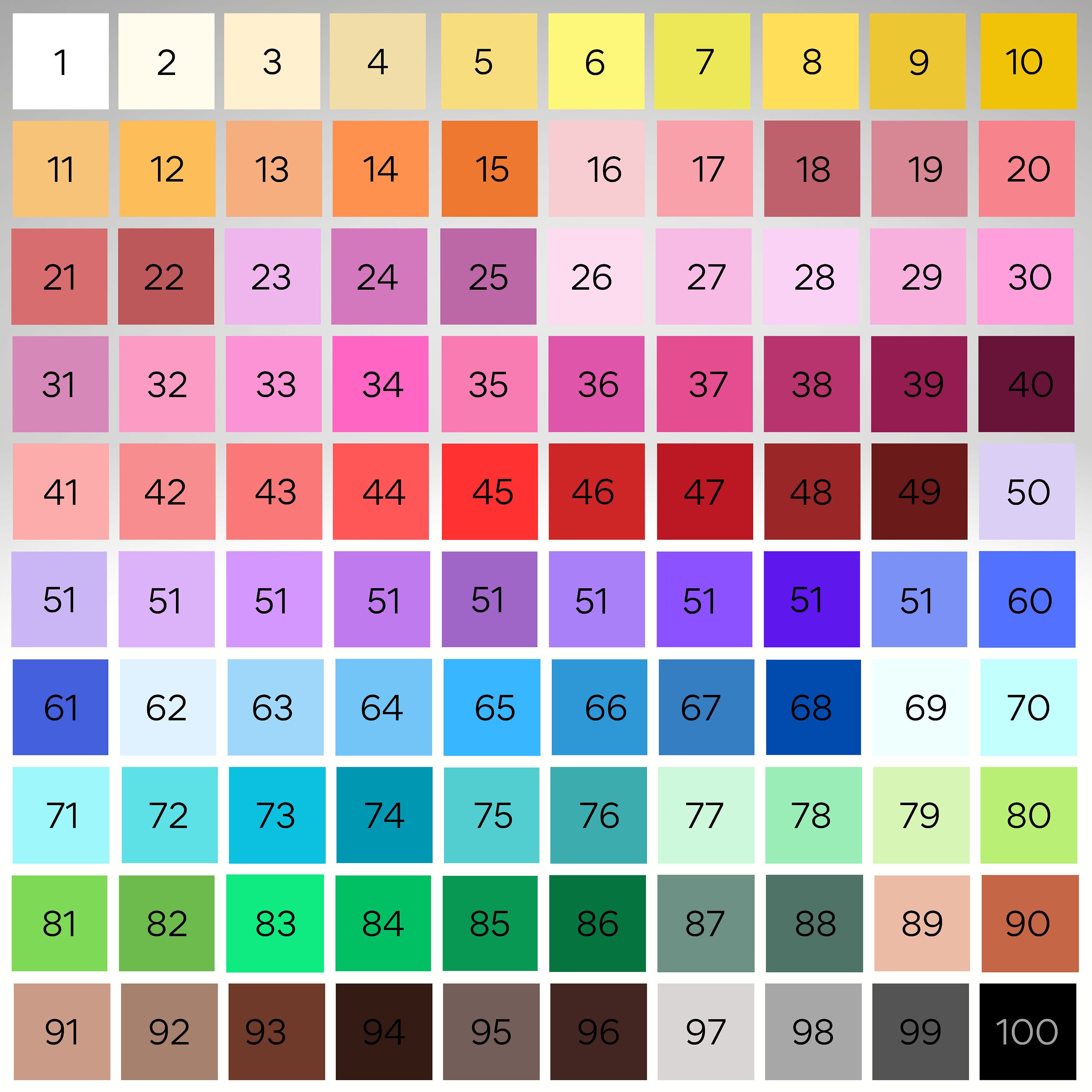 100 Solid Color Digital Paper, Rainbow Colours Printable Background ...