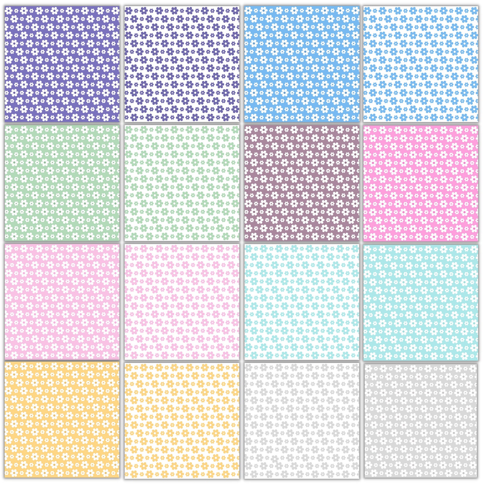 Flowers Digital Paper, Pastel Colours, Cute Flowers, Floral ...