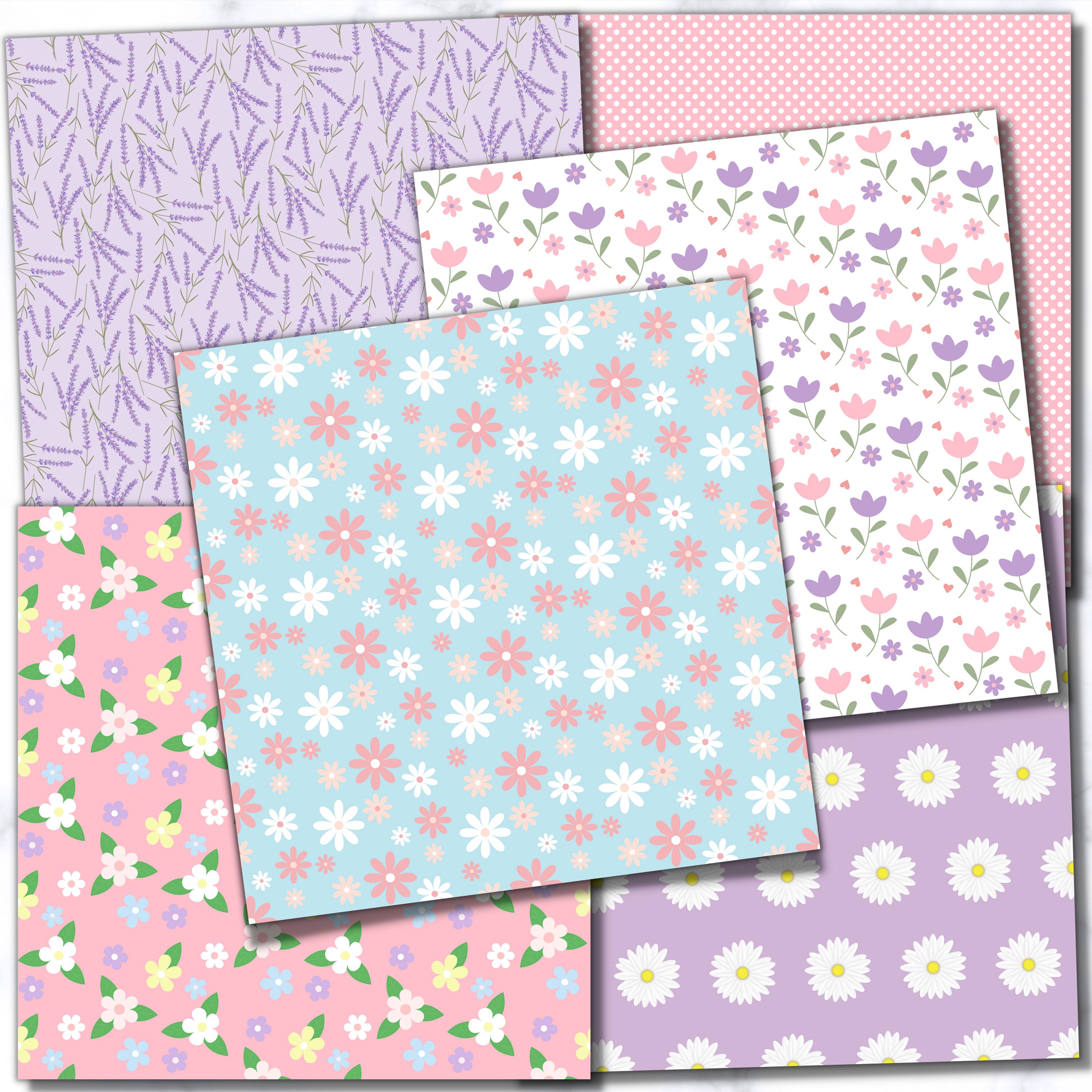 Flowers Digital Paper, Floral Seamless Pattern, Cute Flowers, Colorful ...