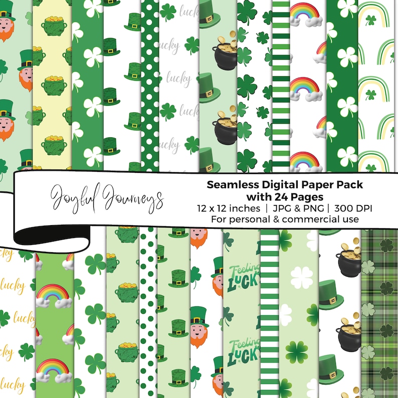 St. Patrick's Day Digital Paper, Printable Digital Papers, Patrick's ...