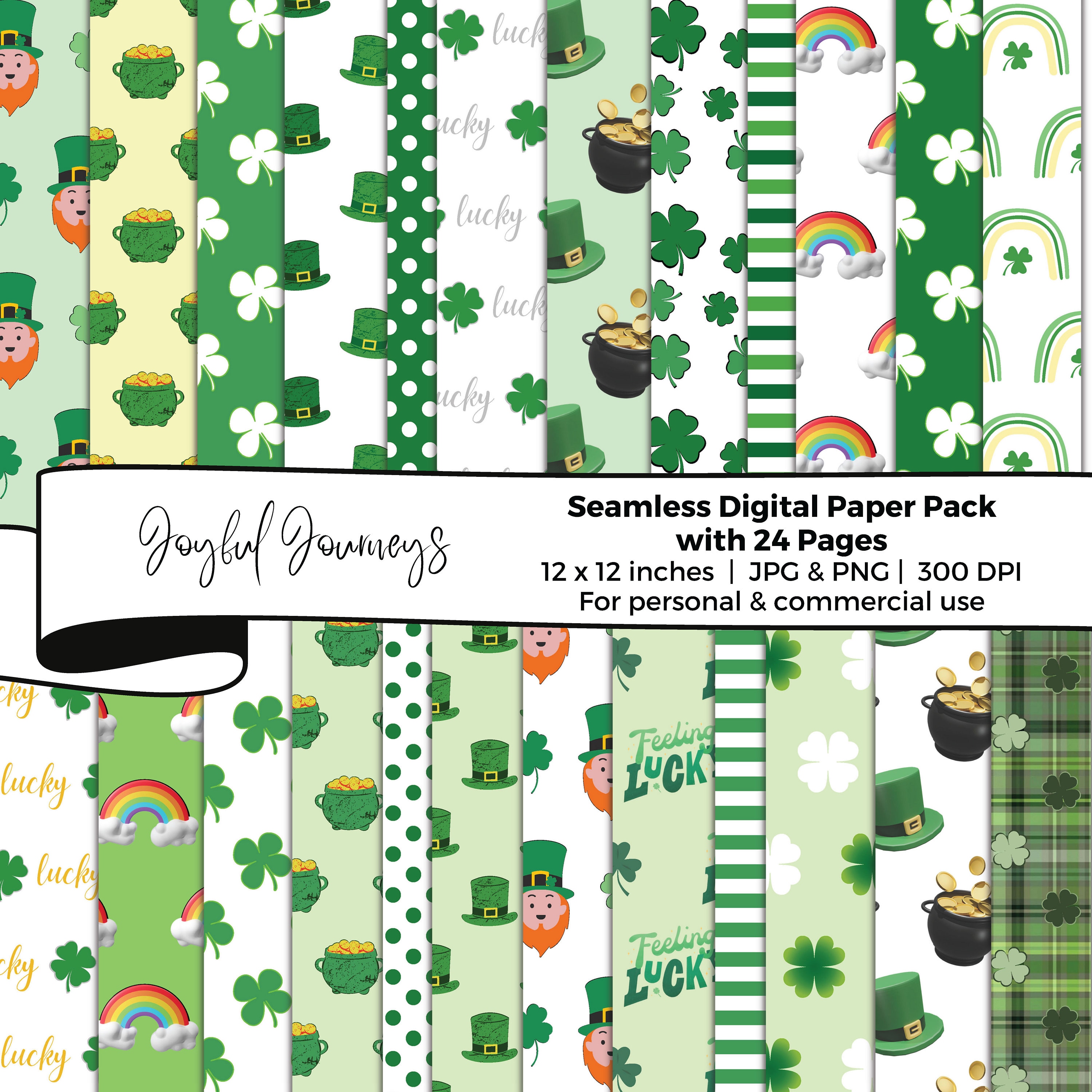 St. Patrick's Day Digital Paper, Printable Digital Papers, Patrick's ...
