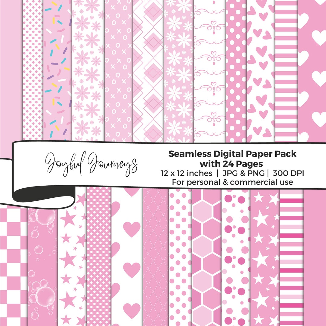 Pink Digital Paper, Seamless Scrapbook Paper, Polka Dots, Sprinkles ...