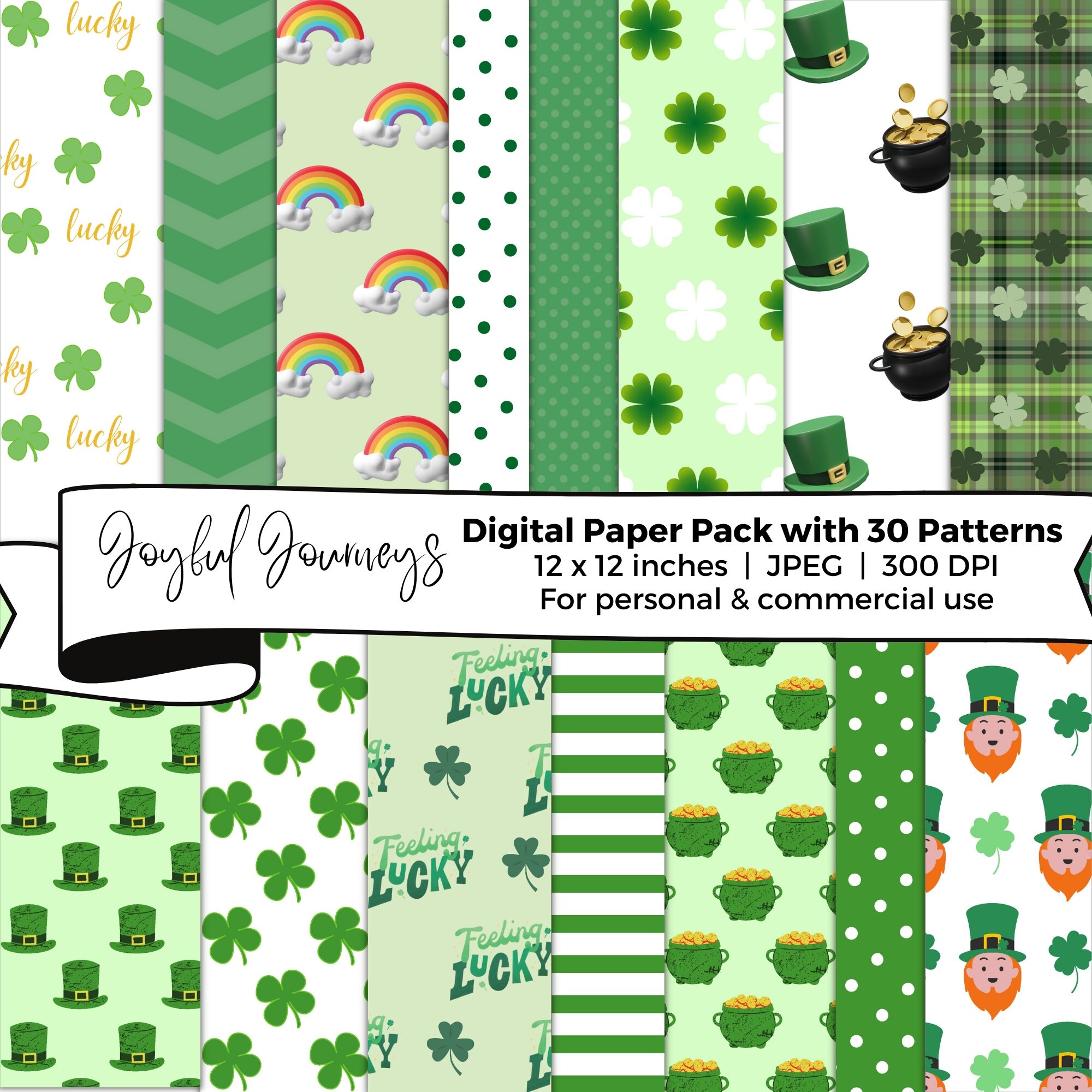 St. Patrick's Day Digital Paper Printable Digital Papers - Etsy