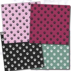 Paw Print Digital Paper, Animal Paw Printable Background, Scrapbook ...