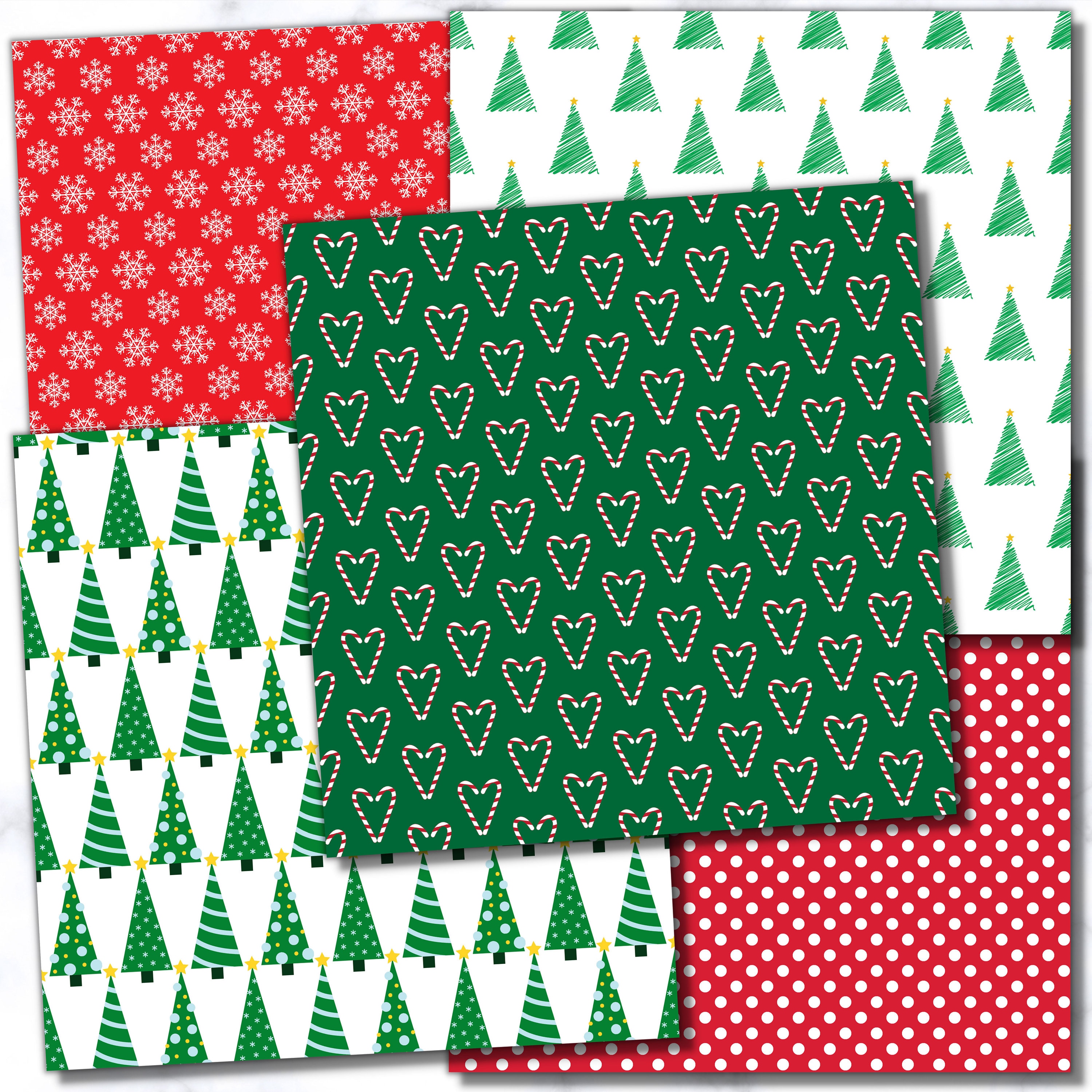Christmas Digital Paper: Holiday Scrapbook, Christmas Tree, Snowflake ...