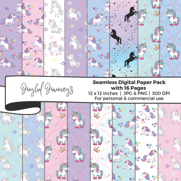 Unicorn Digital Paper - Etsy