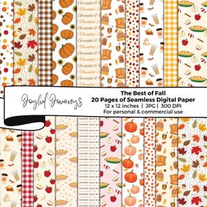 Fall Thanksgiving Digital Paper Bundle: Pumpkins, Seamless Patterns ...