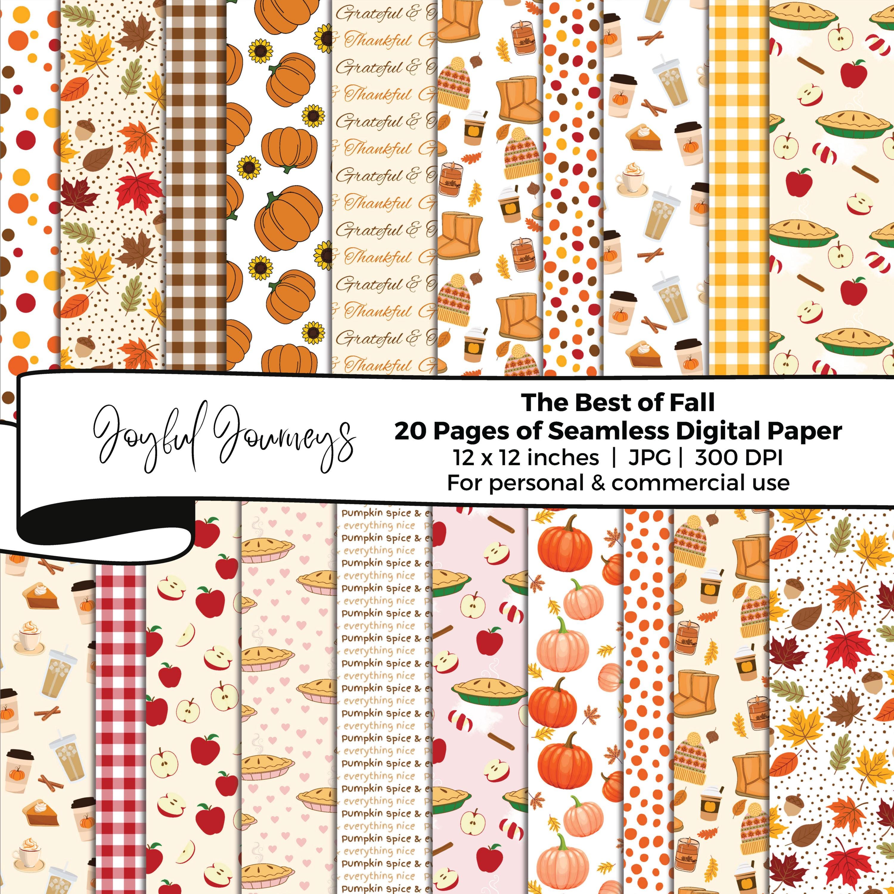 Fall Thanksgiving Digital Paper Bundle: Pumpkins, Seamless Patterns ...