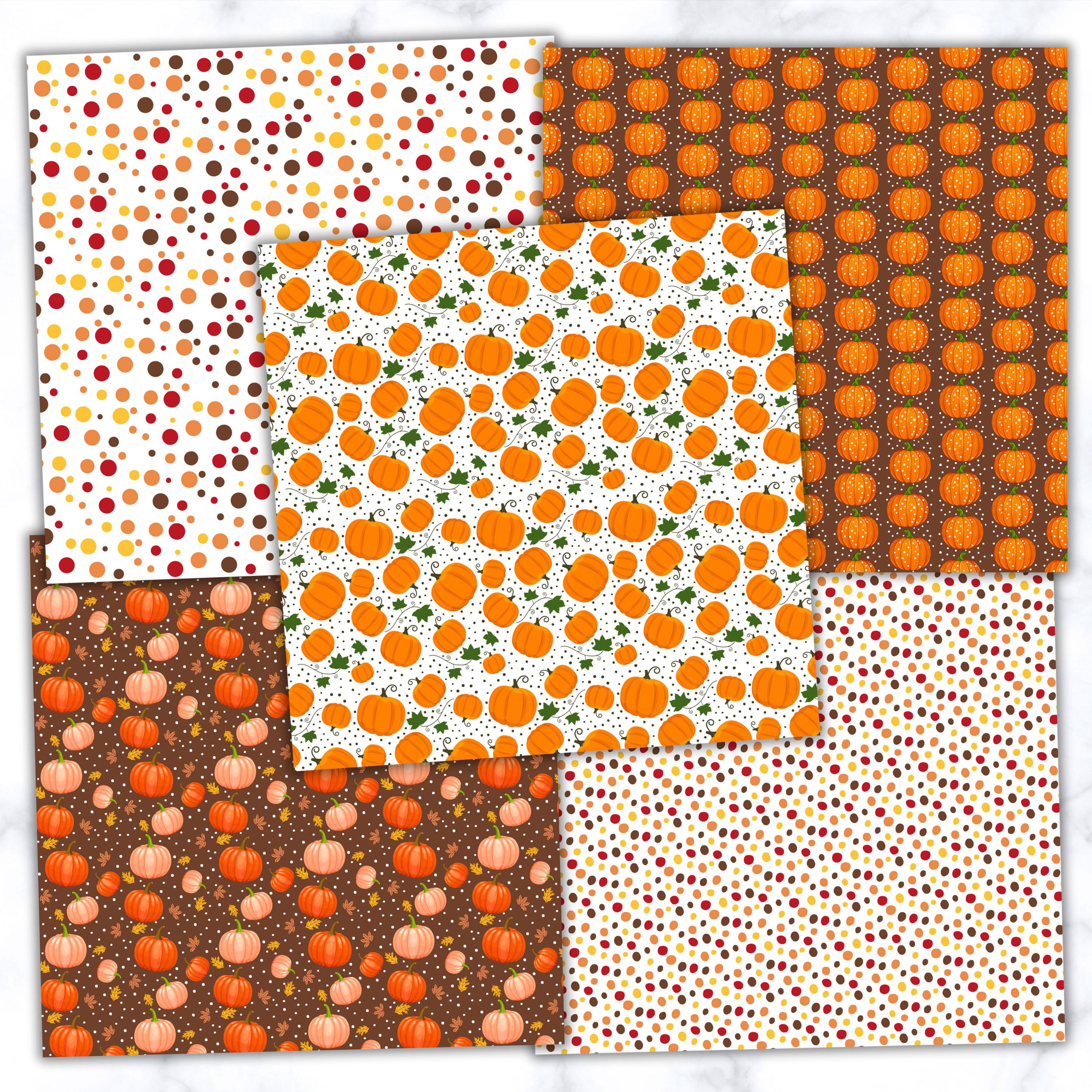 Polka Dot Pumpkin Digital Paper: Autumn, Seamless Patterns, Autumn ...