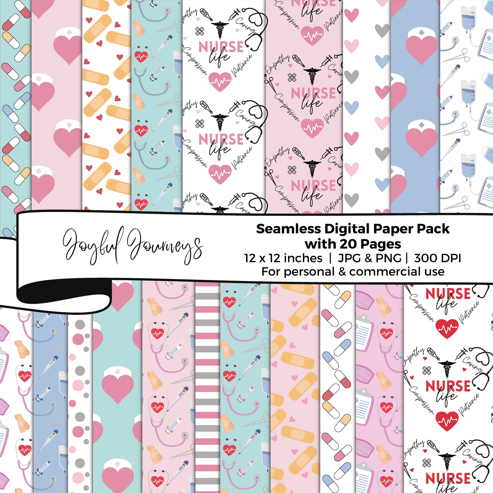 Nurse Digital Paper: Medical Backgrounds, Healthcare Nurse, Seamless ...