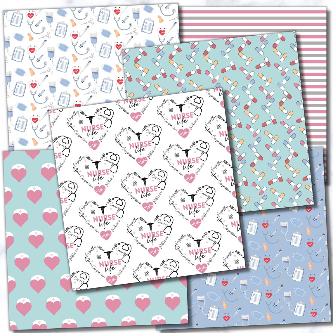 Nurse Digital Paper: Medical Backgrounds, Healthcare Nurse, Seamless ...