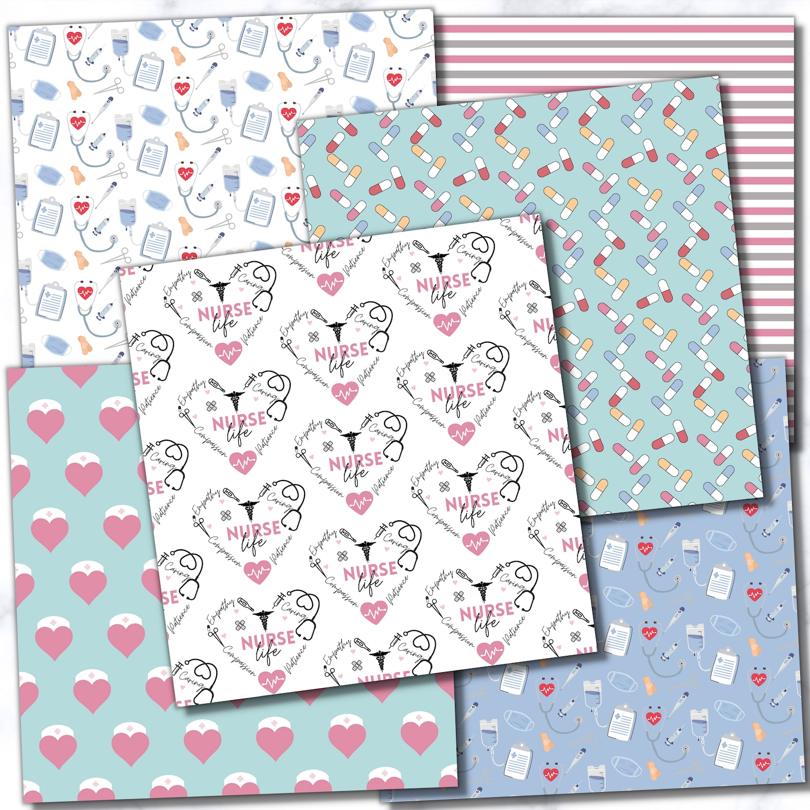 Nurse Digital Paper: Medical Backgrounds, Healthcare Nurse, Seamless ...