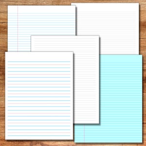 Printable Lined Paper Bundle, Wide Rule College Rule, Notebook Lined ...