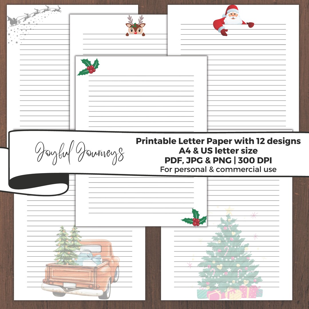 Printable Christmas Stationery Digital Download, Christmas Letter Paper ...