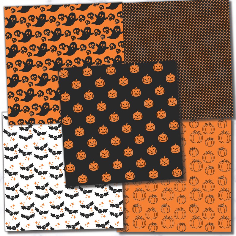 Halloween Digital Paper: Spooky, Ghost, Spider, Boo, Seamless Patterns ...