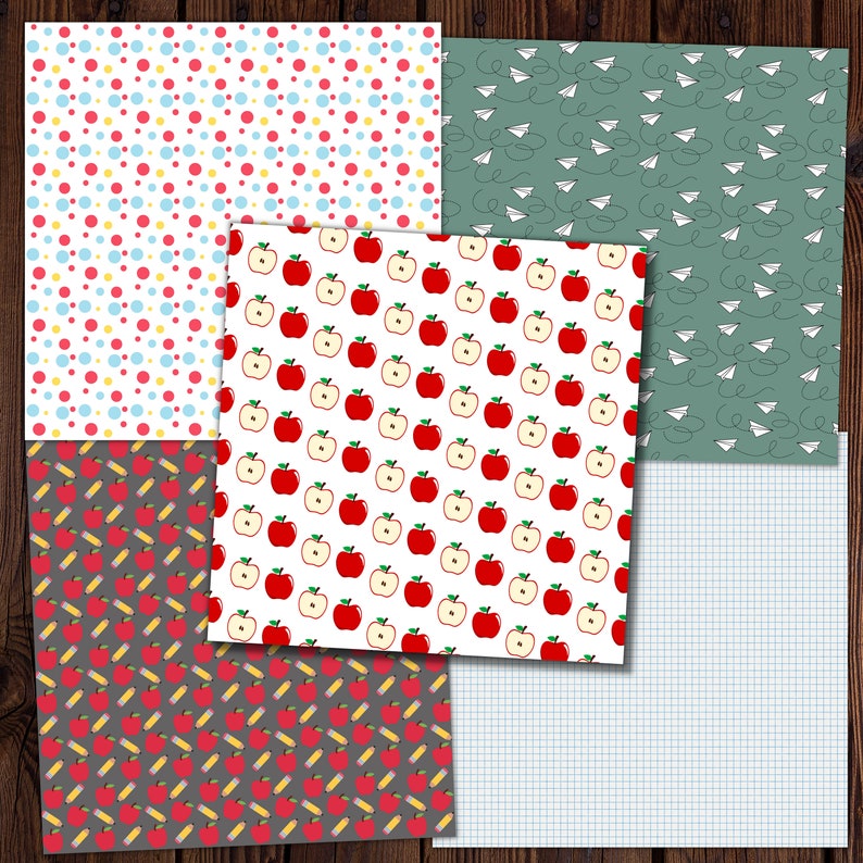 Back to School Digital Paper, Teacher Seamless Repeating Pattern ...