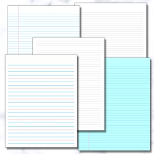 Printable Lined Paper Bundle, Wide Rule College Rule, Notebook Lined ...