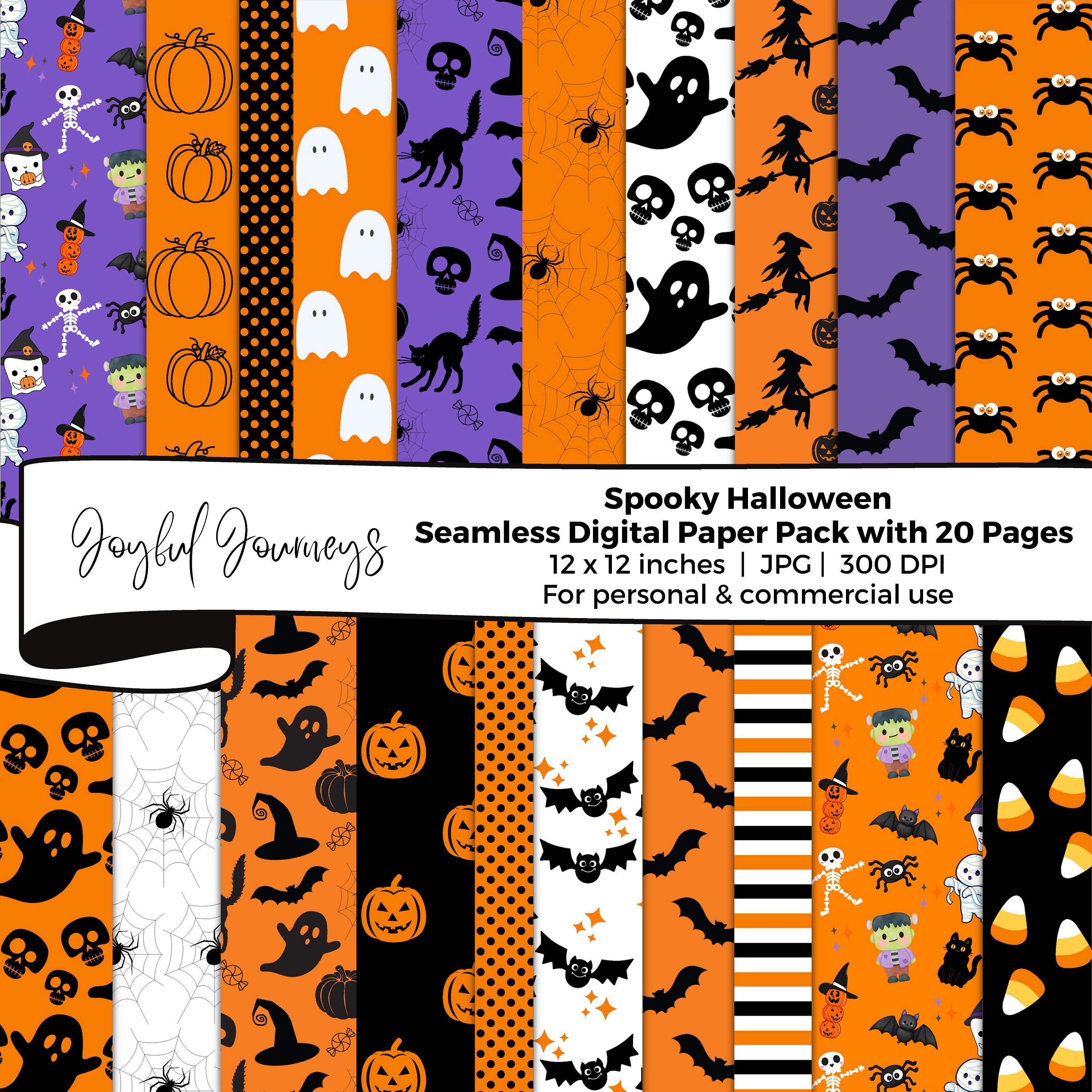 Halloween Thanksgiving Digital Paper Bundle: Seamless Patterns ...