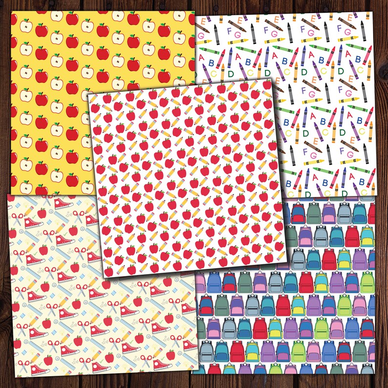 Back to School Digital Paper, Teacher Seamless Repeating Pattern ...