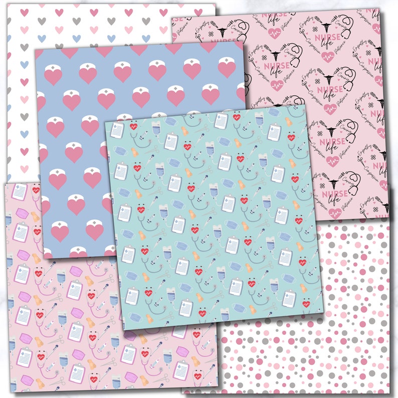 Nurse Digital Paper: Medical Backgrounds, Healthcare Nurse, Seamless ...
