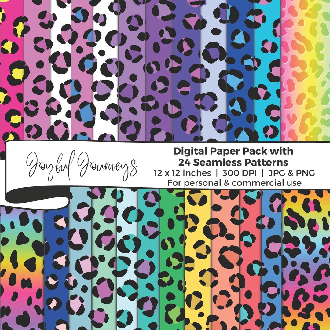 Rainbow Leopard Digital Papers Seamless Pattern Leopard - Etsy