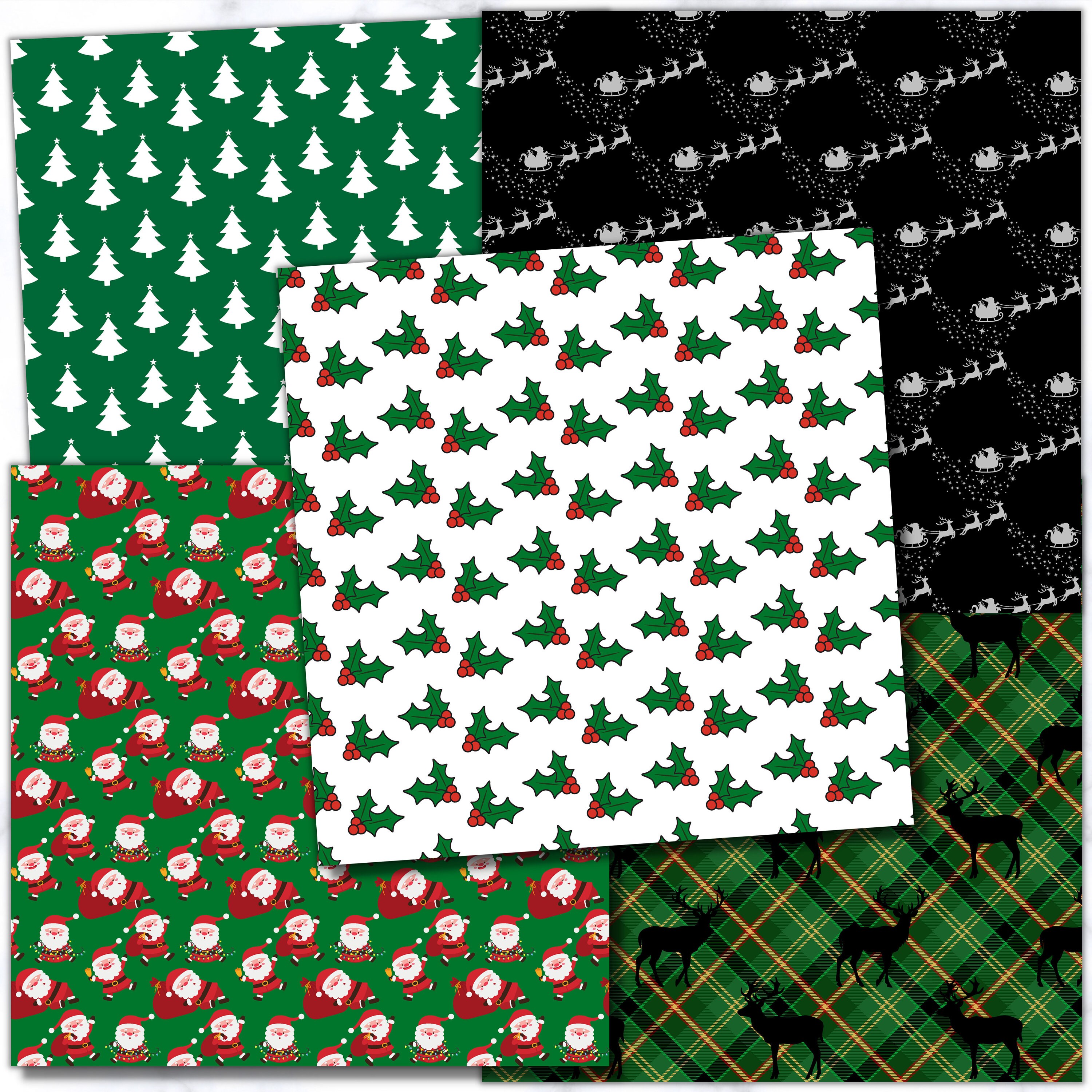 Christmas Digital Paper, Xmas Scrapbook Paper, Seamless Patterns, Candy ...