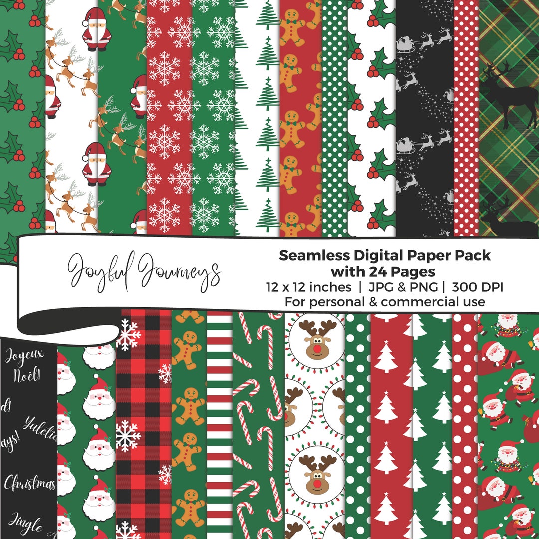 Christmas Digital Paper, Xmas Scrapbook Paper, Seamless Patterns, Candy ...