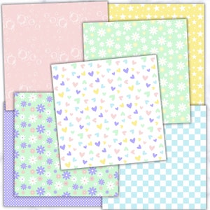 Pastels Digital Paper, Pastel Colors Seamless Patterns, Polka Dots ...