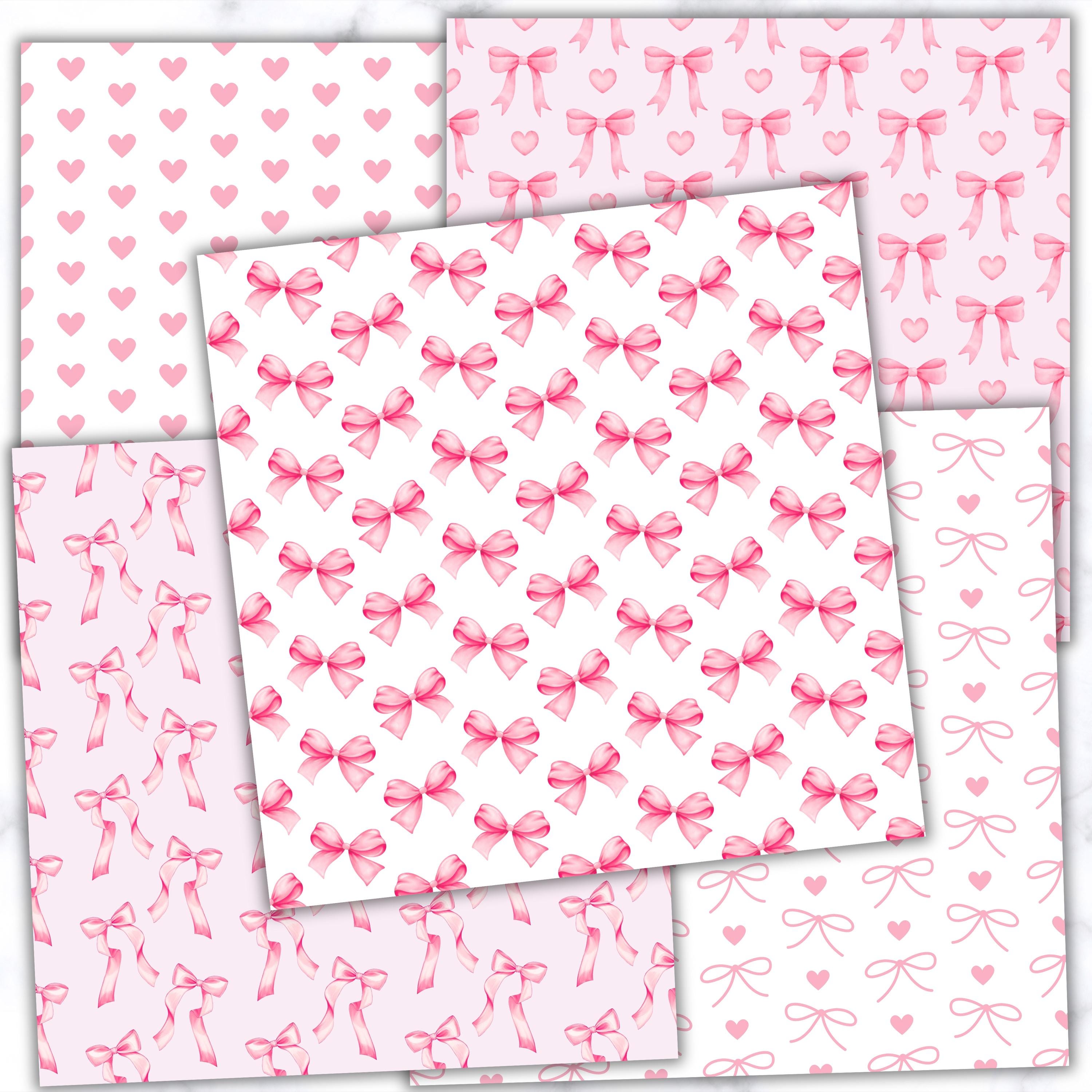 Pink Bow Digital Paper: Coquette Bows, Valentine's Day, Scrapbook ...