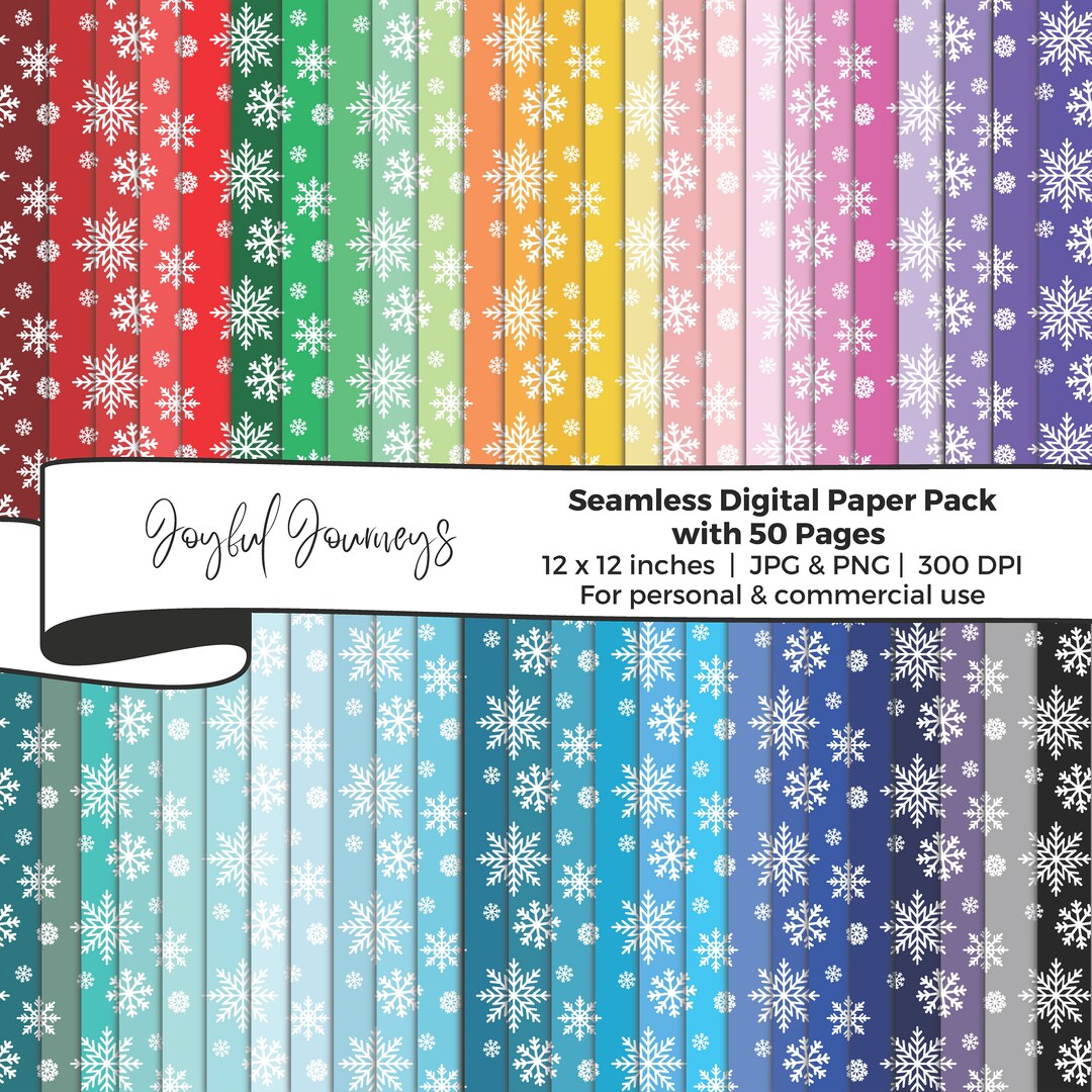 Snowflake Digital Paper: Christmas Seamless Patterns, Scrapbook Papers ...